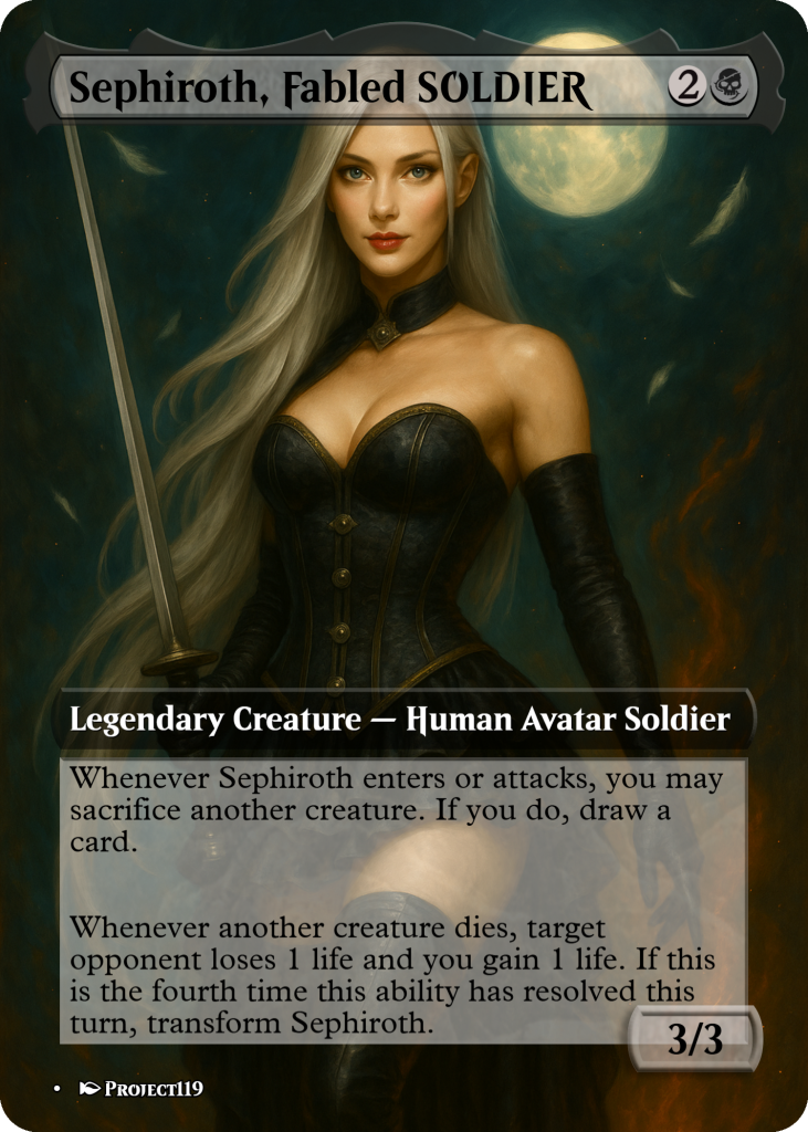 Sephiroth, Fabled SOLDIER Proxy Card – Final Fantasy VII Burlesque Magic Crossover - MTGEtsy