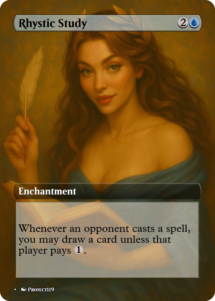 Rhystic Study – Enchantress of Inquiry MTG Card (Fantasy Pantheon Style) - MTGEtsy