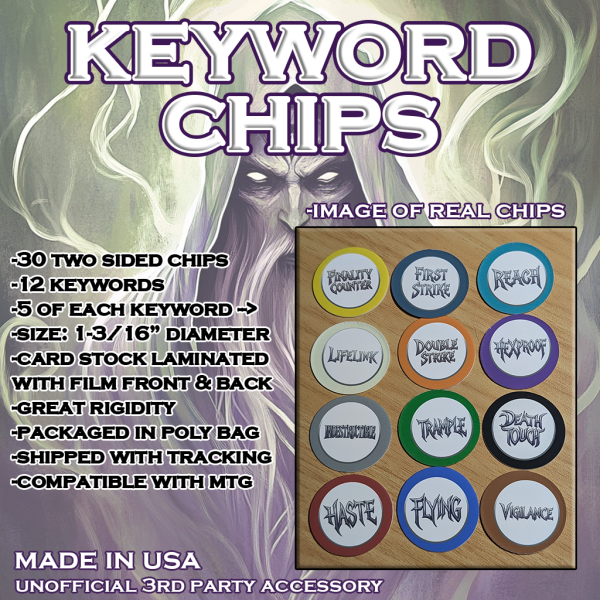 MTG KEYWORD CHIP PACK - 30 Two Sided CHIPS - Compatible with MTG - MTGEtsy